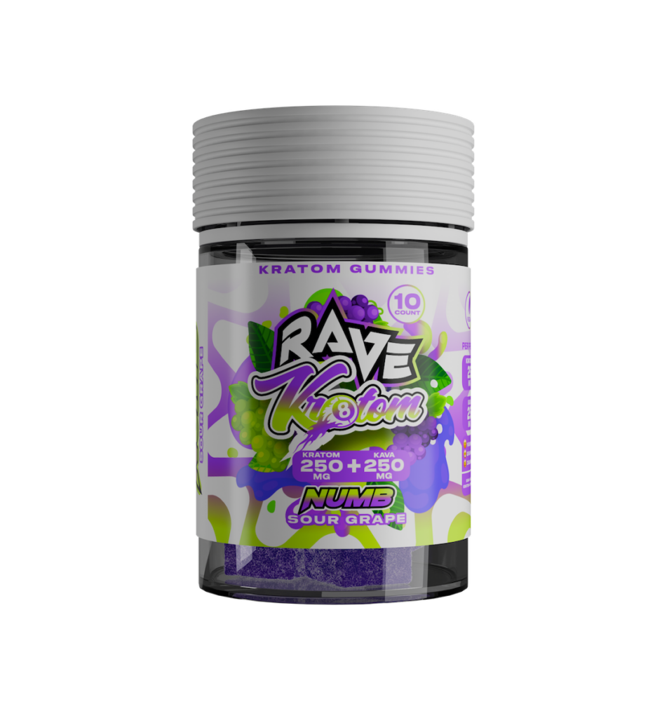 Rave Kratom - Numb Sour Grape Gummies - Simple Vapes